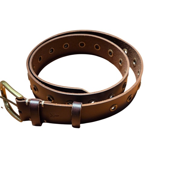 Frye | Accessories | Frye Brown Leather Grommet Belt Womens L Brass ...